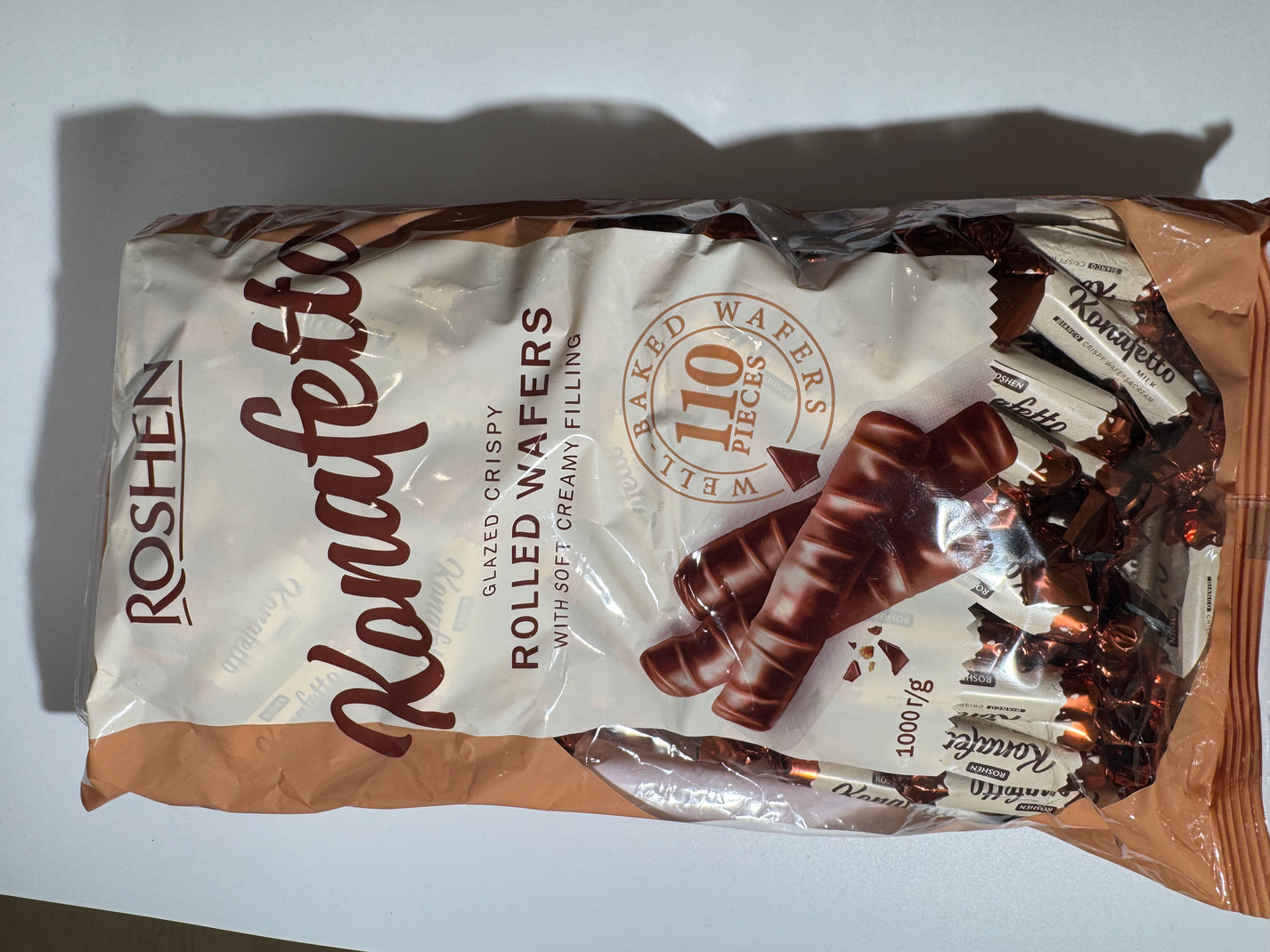 Roshen Konafetto Bianco Wafer Rolls in Chocolate, 2.2lb – Marvel Foods